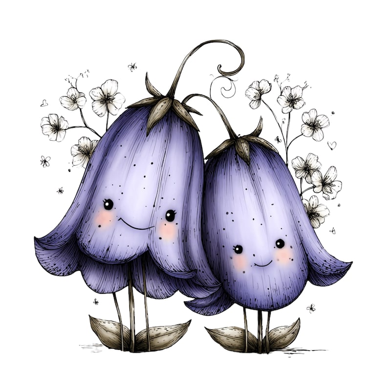 Quirky Flowers Funny Clipart: Cartoon Floral Graphics (digital Download ...