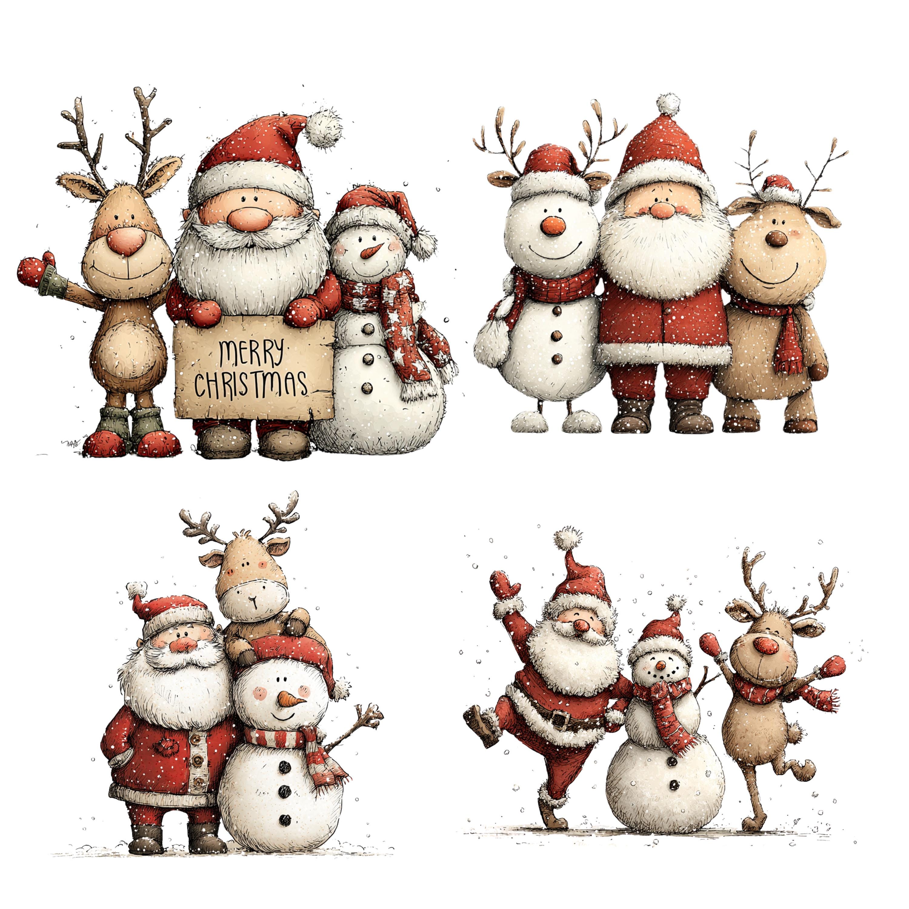 Cute Santa Claus Christmas Clipart: Whimsical Festive Graphics (digital ...