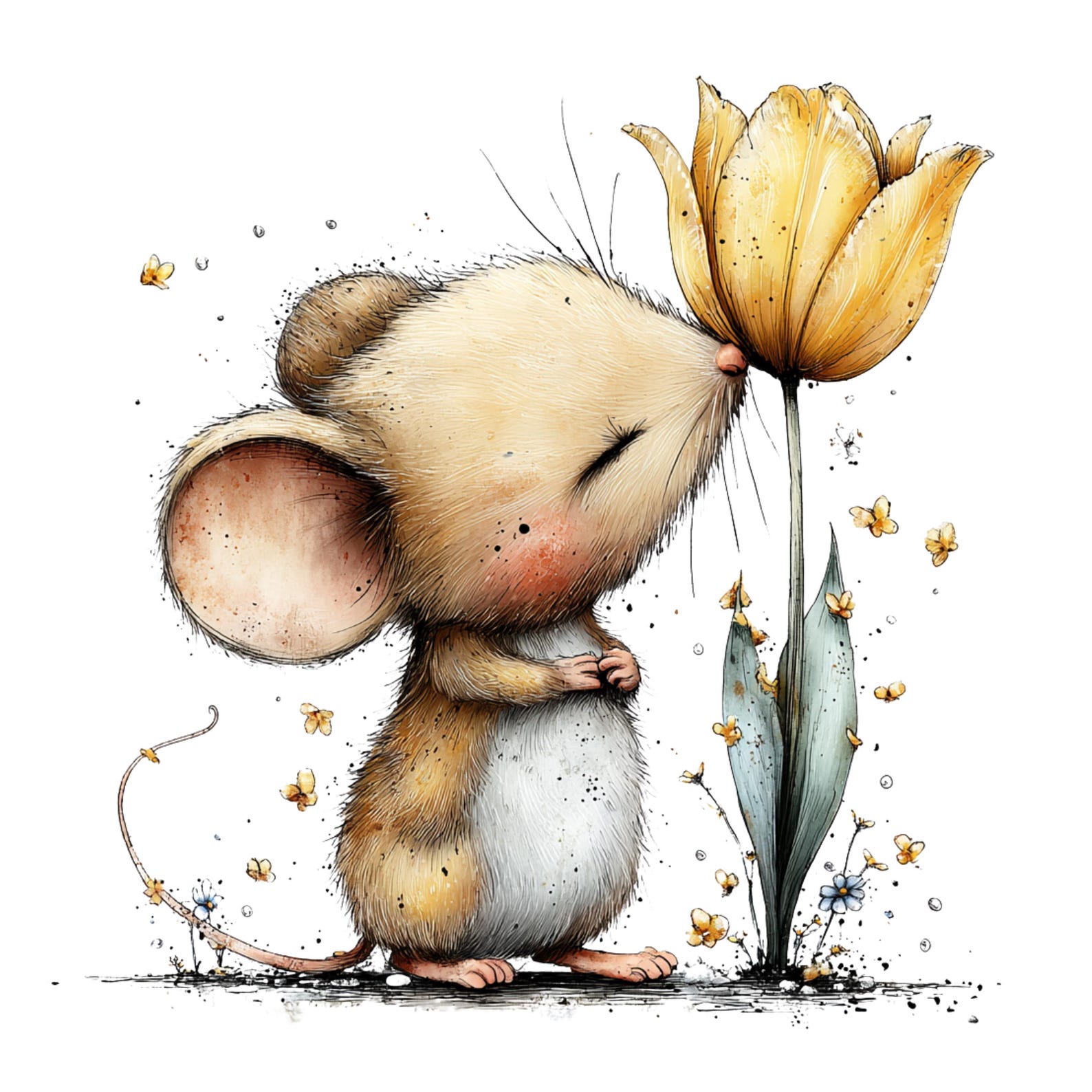 Cute Mouse Flowers Clipart: Mice Graphics (digital Download - 20 Pngs ...