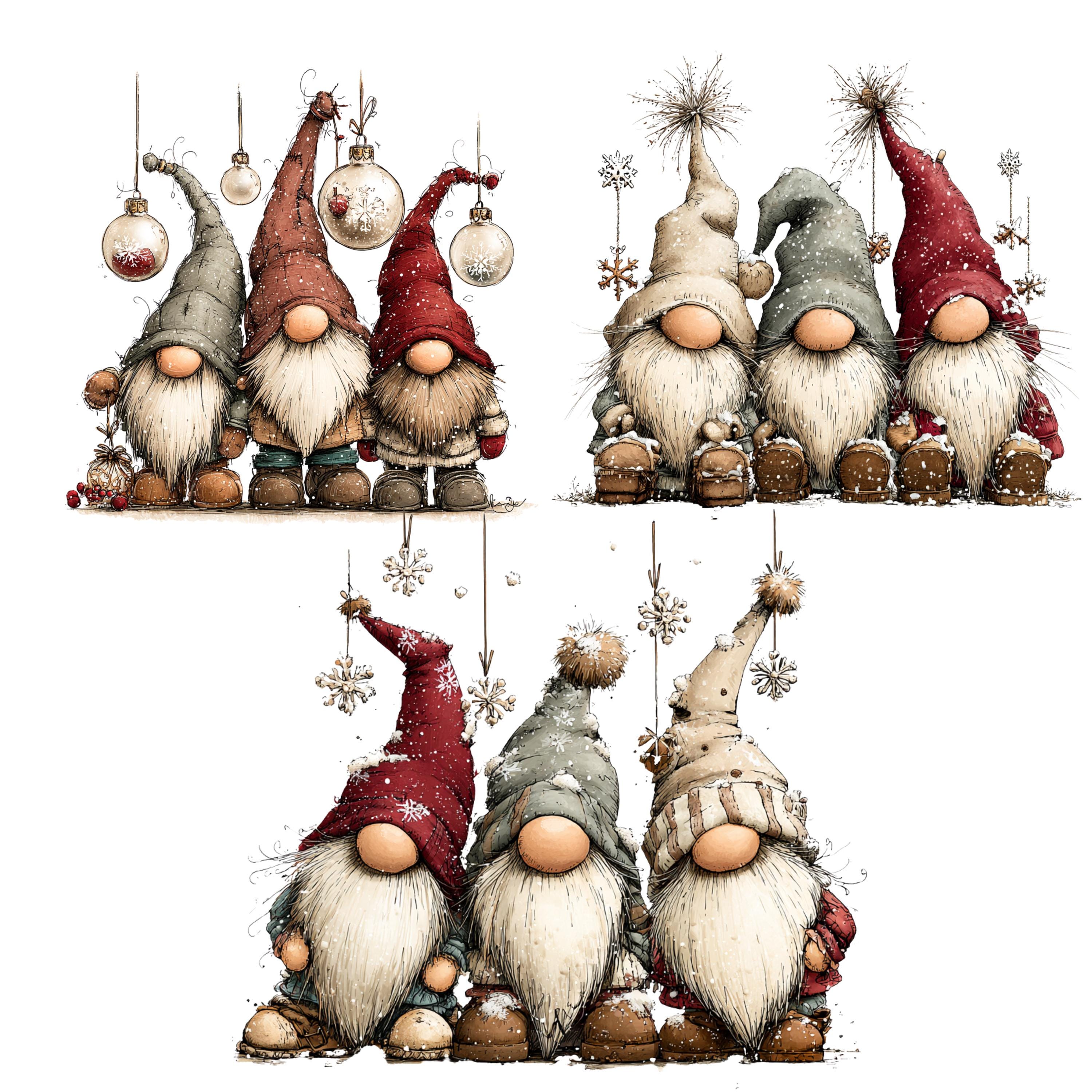 Christmas Gnomes Clipart: Festive Holiday Graphics (digital Download ...