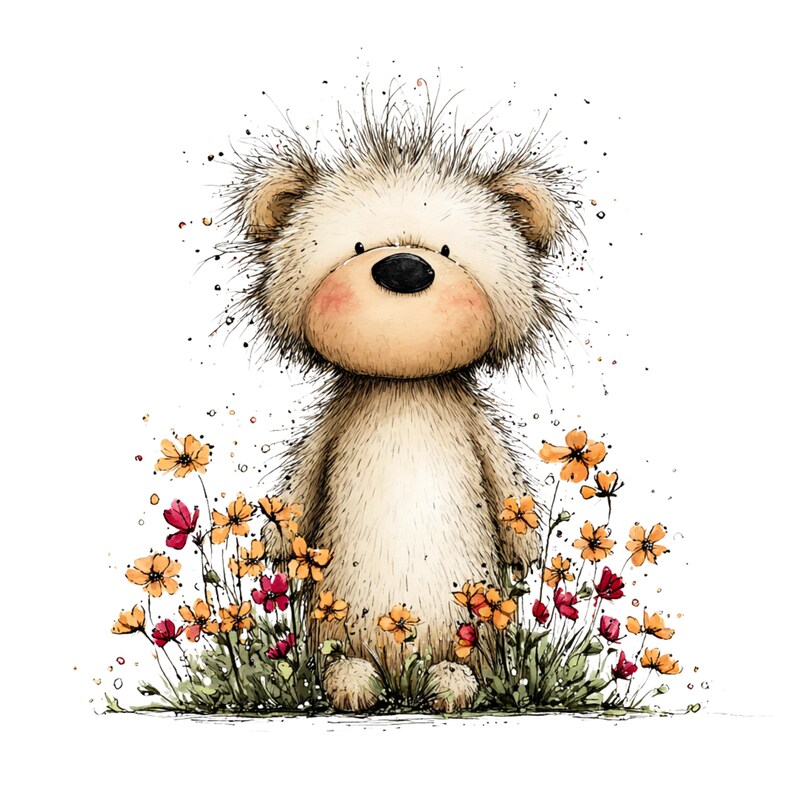 Whimsical Woodland Animals Floral Clipart: Nursery Graphics (digital ...