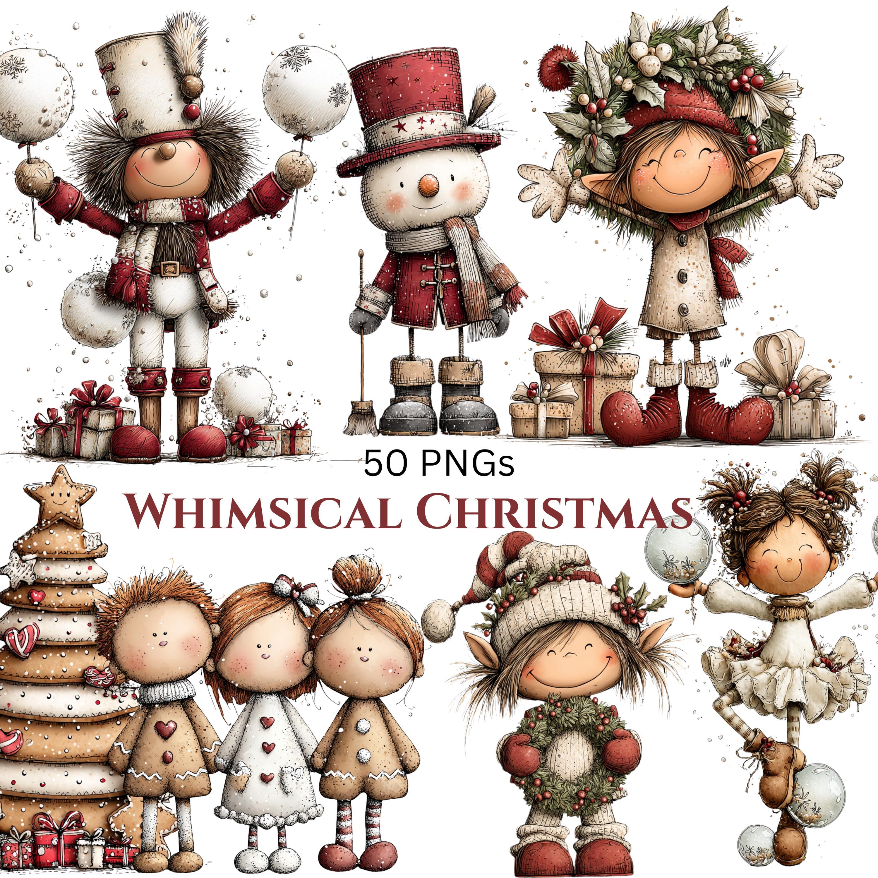 Whimsical Christmas Clipart: Funny Holiday Graphics (digital Download ...