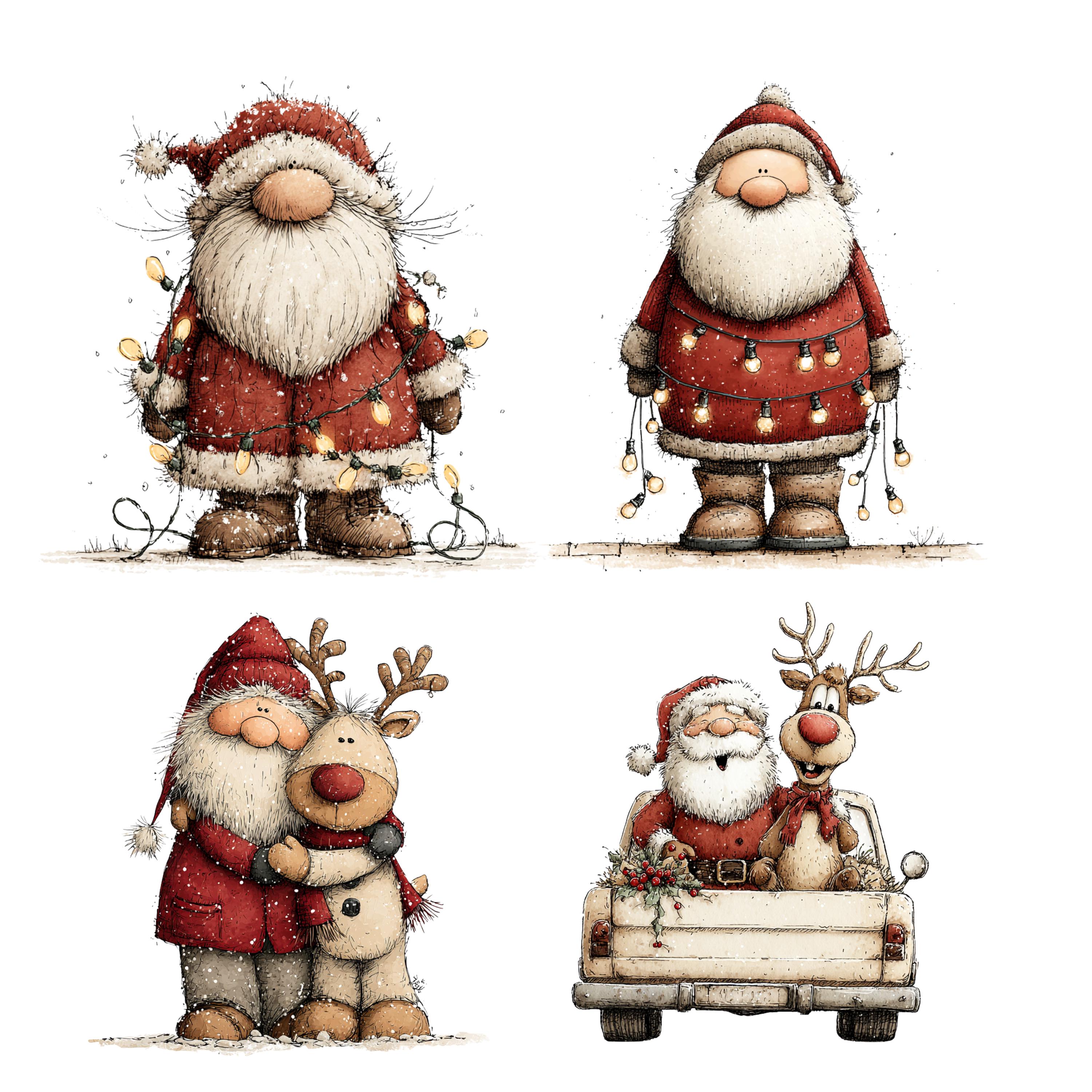 Cute Santa Claus Christmas Clipart: Whimsical Festive Graphics (digital ...