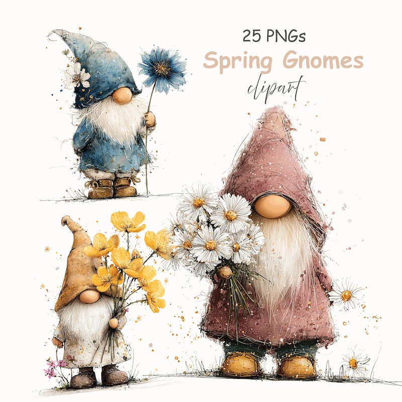 Spring Gnome Clipart - Etsy