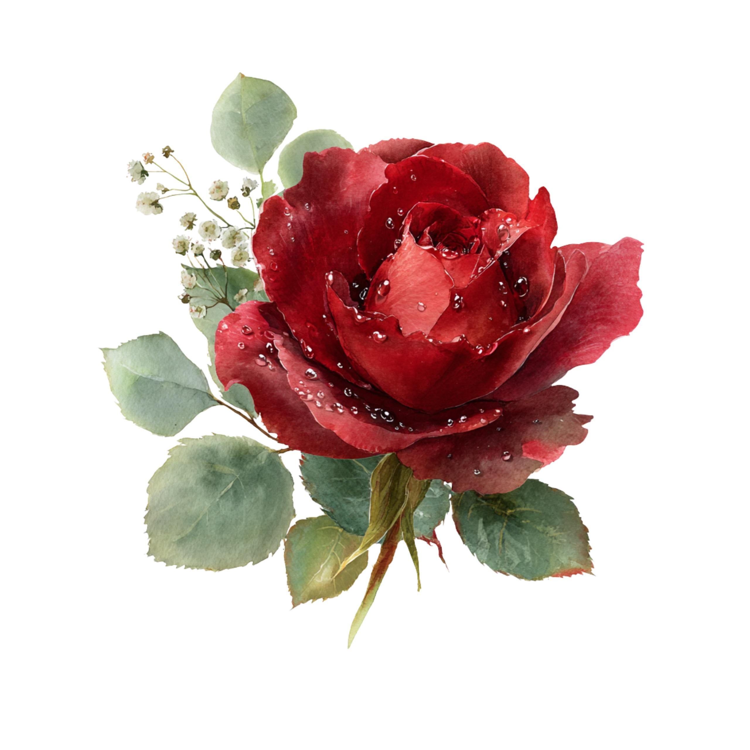 Watercolor Red Roses Bouquet Clipart: Romantic Floral PNG (digital ...