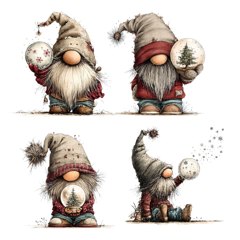 Christmas Gnomes Clipart: Festive Holiday Graphics (digital Download ...