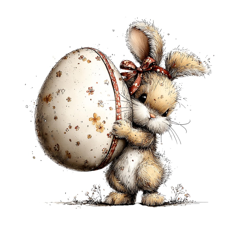 Easter Bunny Whimsical Clipart: Adorable Graphics (digital Download ...