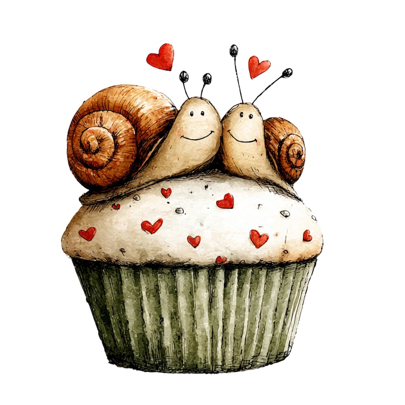 Valentine's Day Snail Love Clipart: Whimsical Graphics (digital ...
