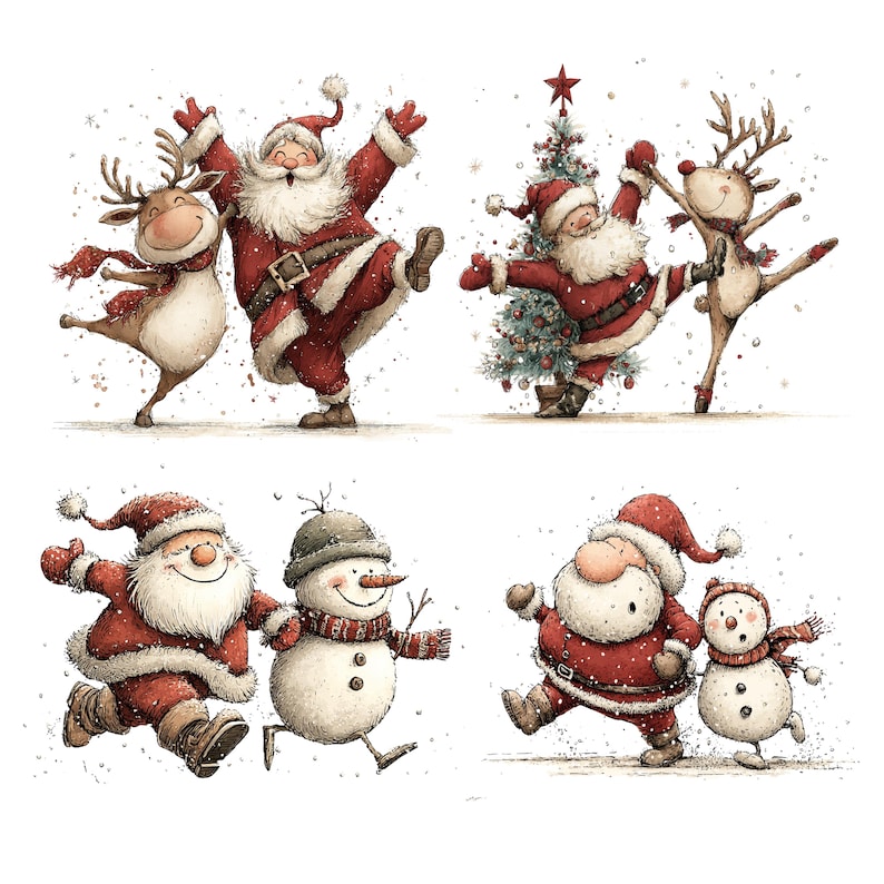 Cute Santa Claus Christmas Clipart: Whimsical Festive Graphics (digital ...