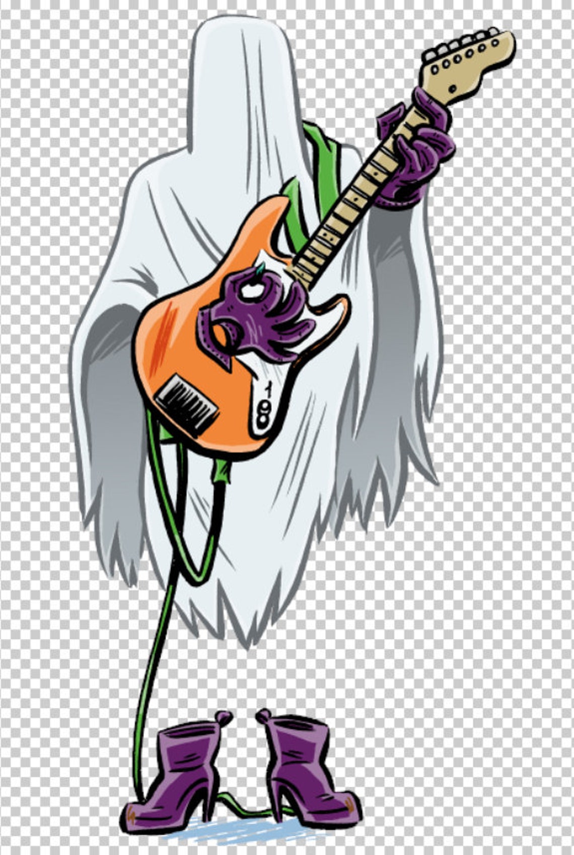 Transparent Ghost Guitarist Sticker - Etsy