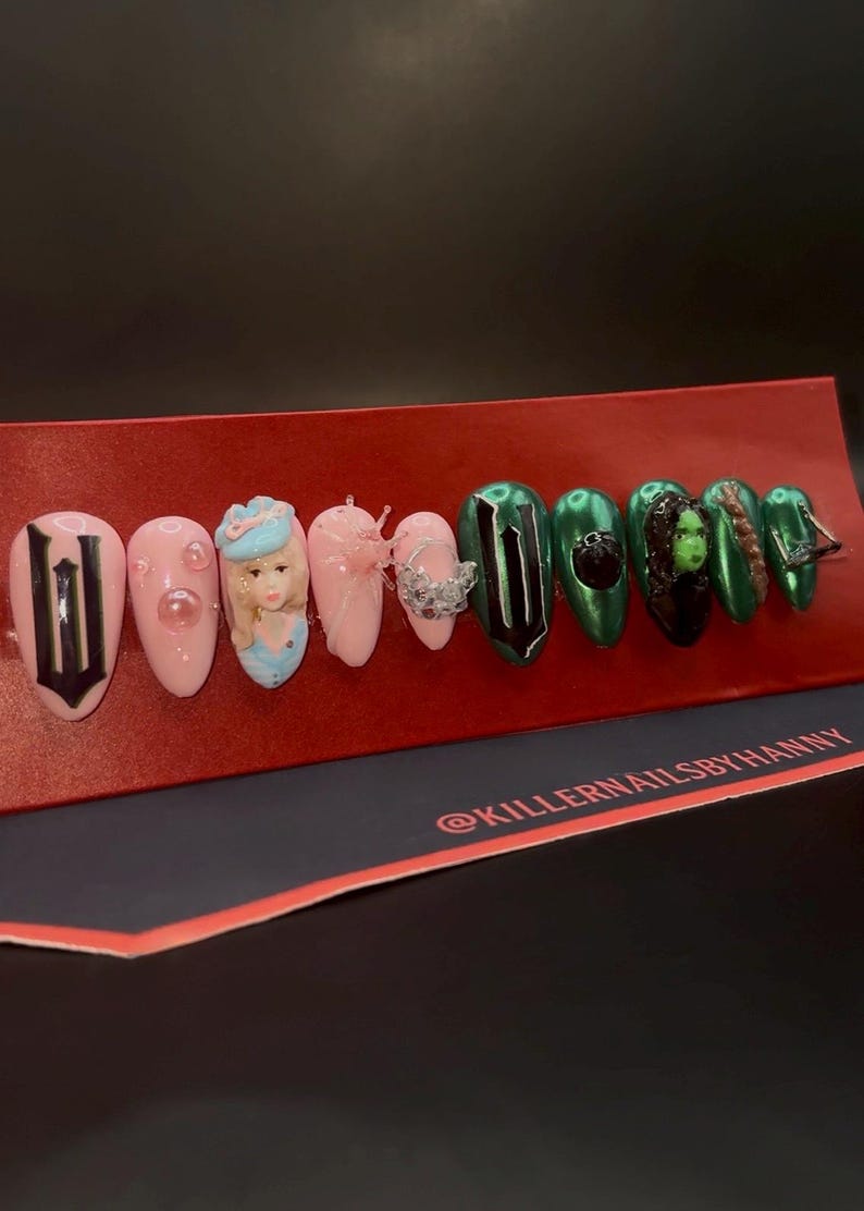 Wicked Nails | Glinda & Elphaba | Wicked for Good | 3D Nail Art | Press ...