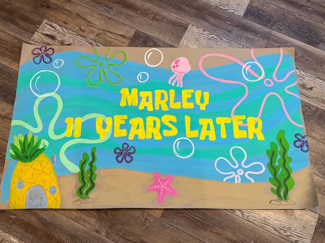 Hand Painted Cartoon Birthday Banner: Custom Event Sign - Etsy