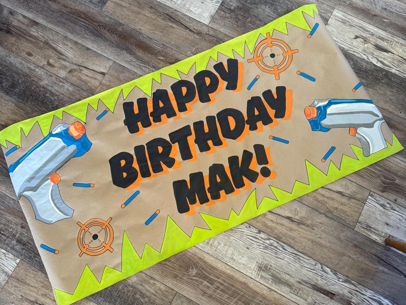 Hand Painted Cartoon Birthday Banner: Custom Event Sign - Etsy