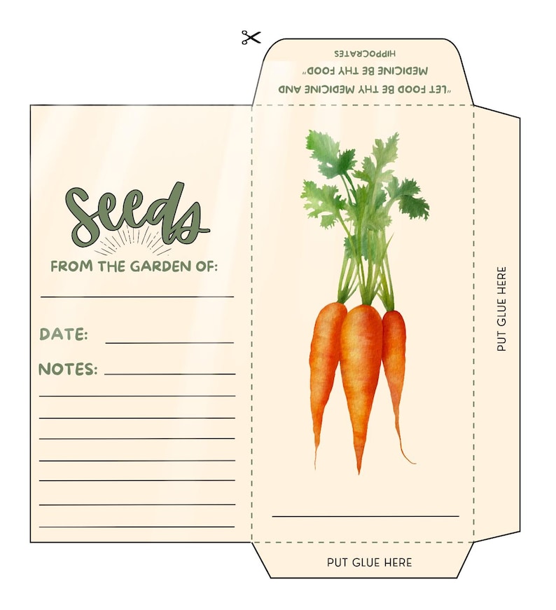 Printable Vegetable Seed Packets, 20 Different Watercolor Vegetable ...