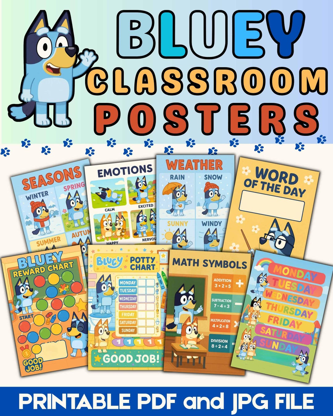 Bluey Classroom Decor Posters Potty Training Reward Weather Special ...
