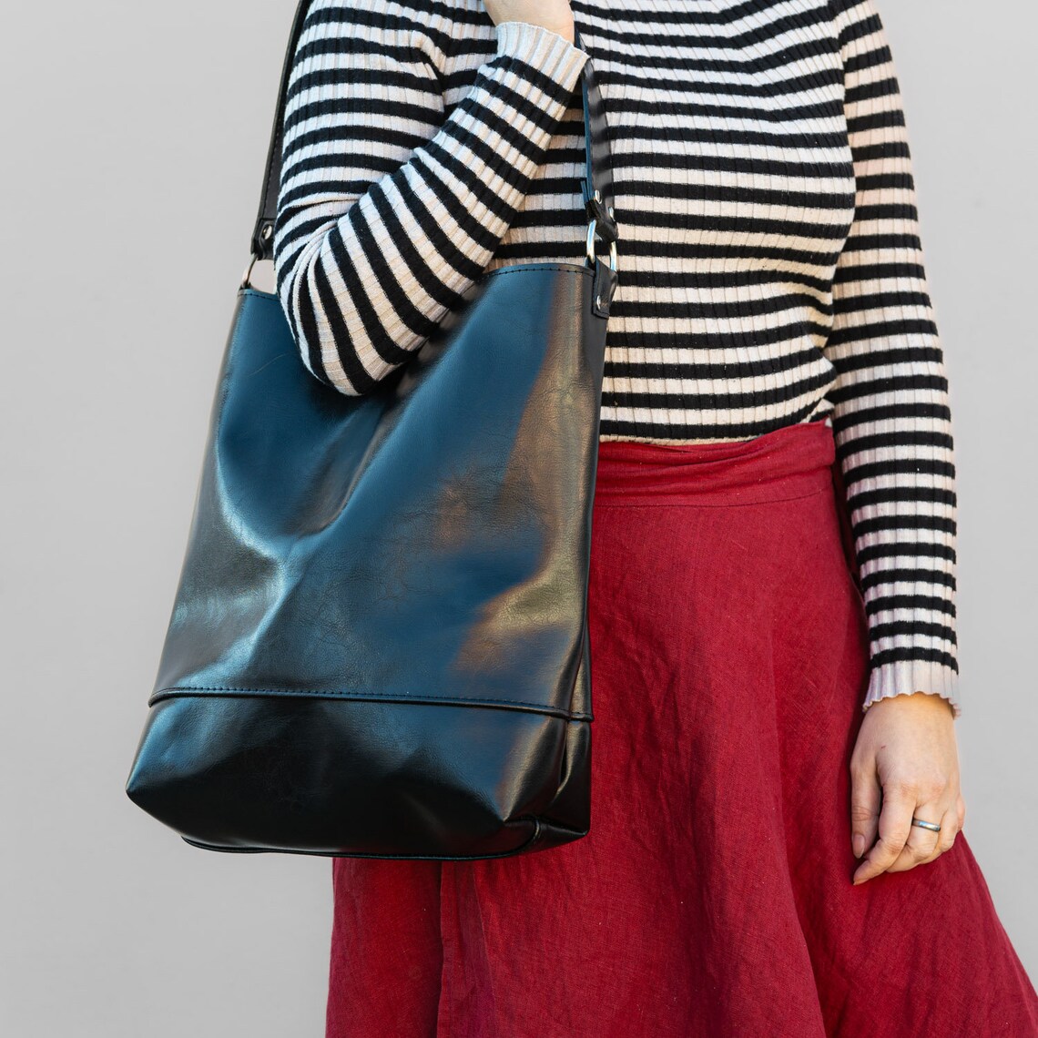 Hobo Leather Tote Bag Lana Style - Shoulder and Cross-body Shopper Tote ...