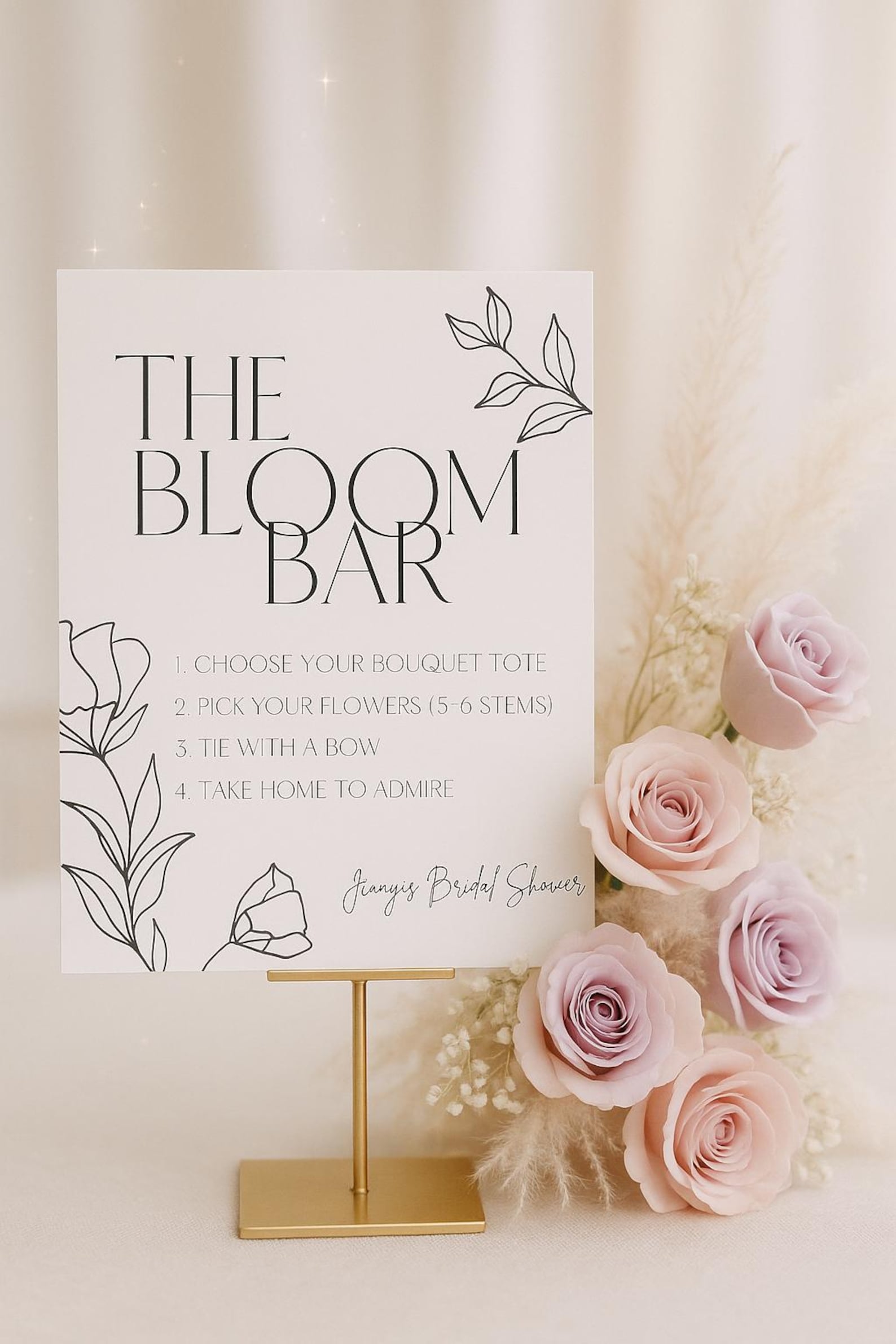 Floral Bloom Bar Sign, Bridal Shower Decor (editable, Digital Download ...