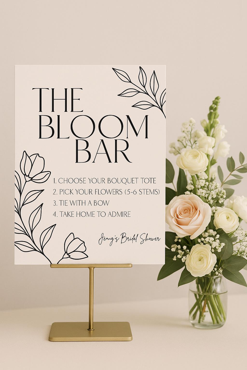 Floral Bloom Bar Sign, Bridal Shower Decor (editable, Digital Download ...