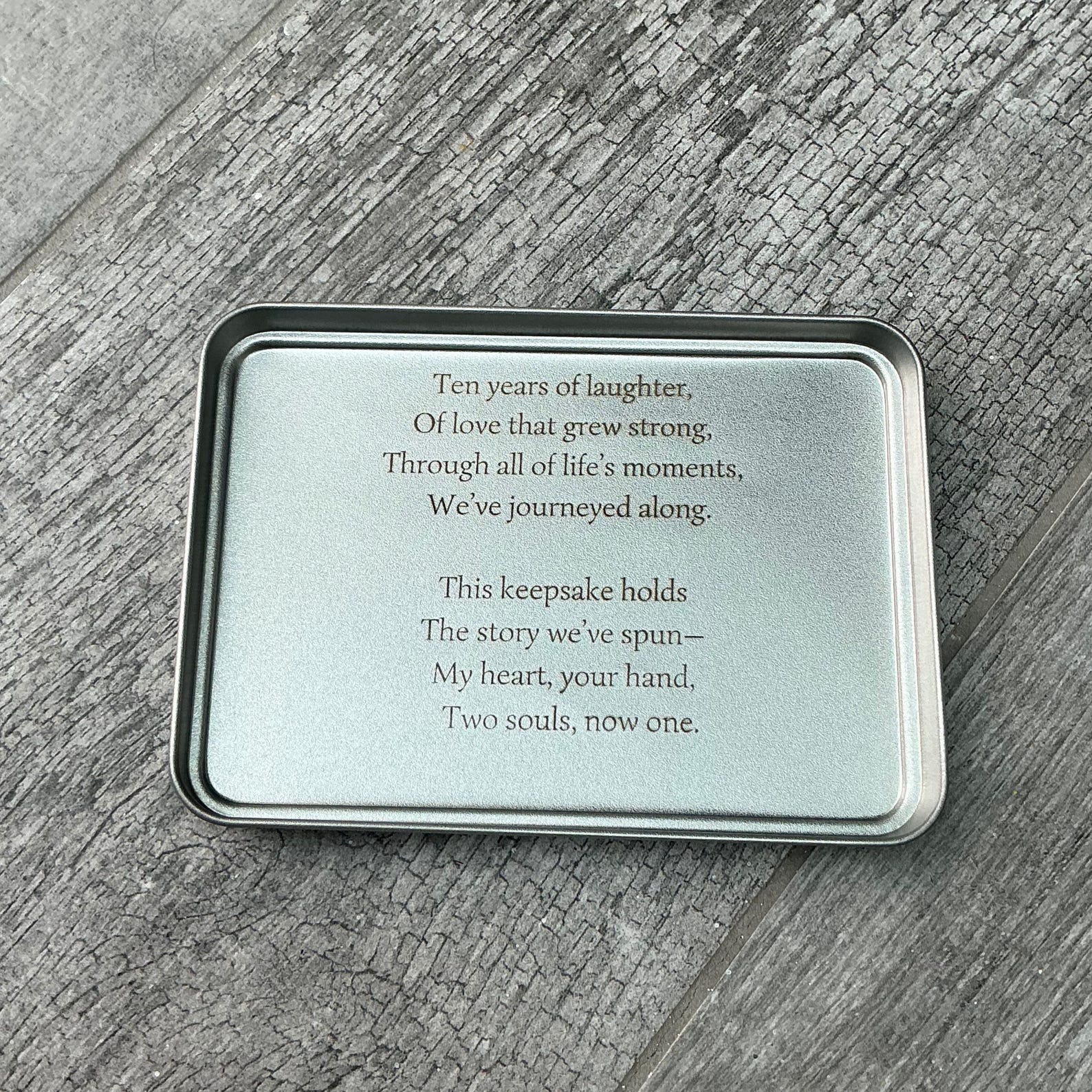 Engraved Tin Box: 10th Anniversary Keepsake Gift for Husband - Etsy
