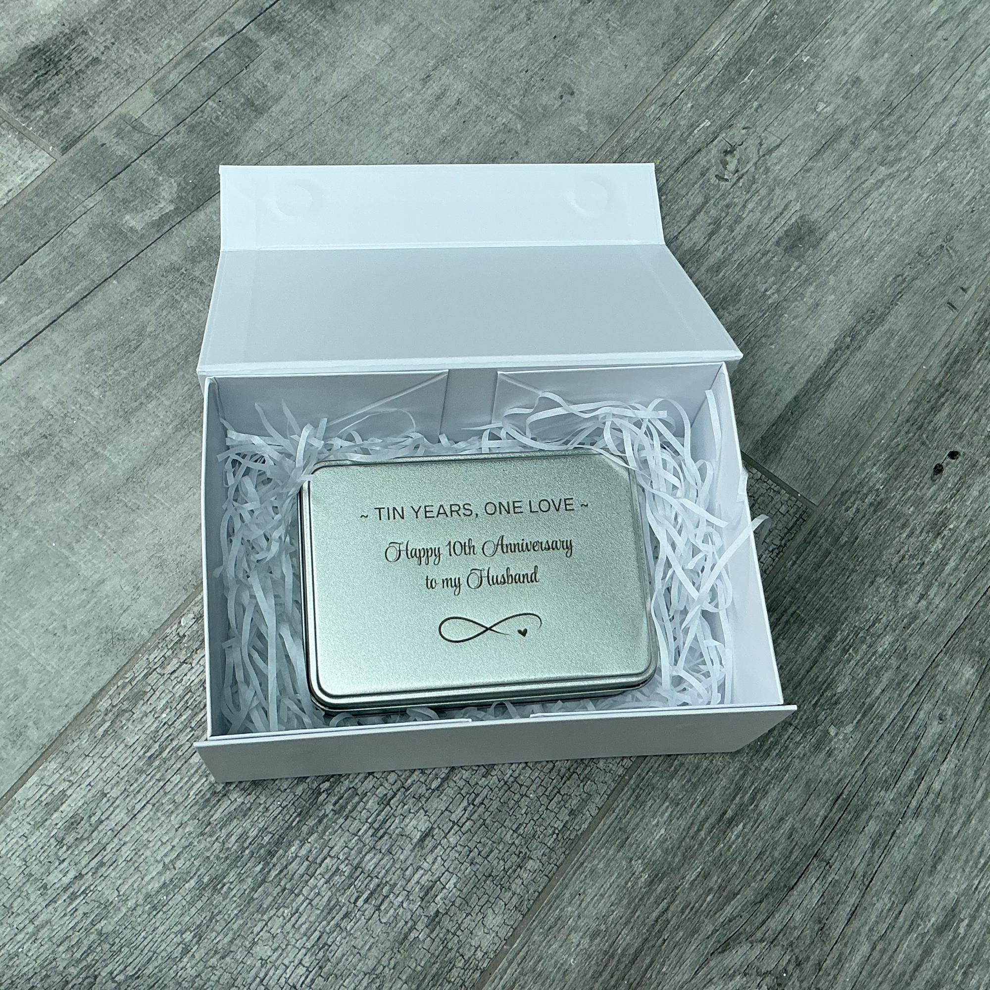 Engraved Tin Box: 10th Anniversary Keepsake Gift for Husband - Etsy