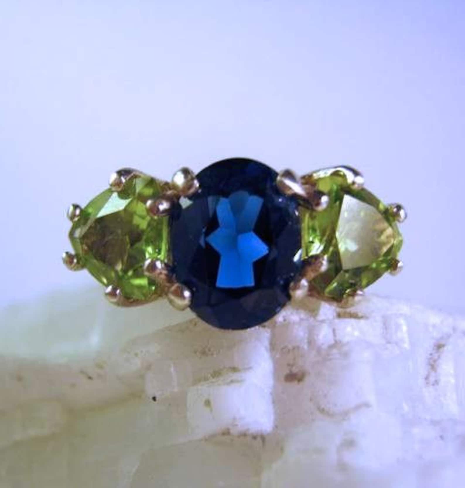 Three Stone Custom Gemstone Ring Sterling Silver Handmade Fine - Etsy