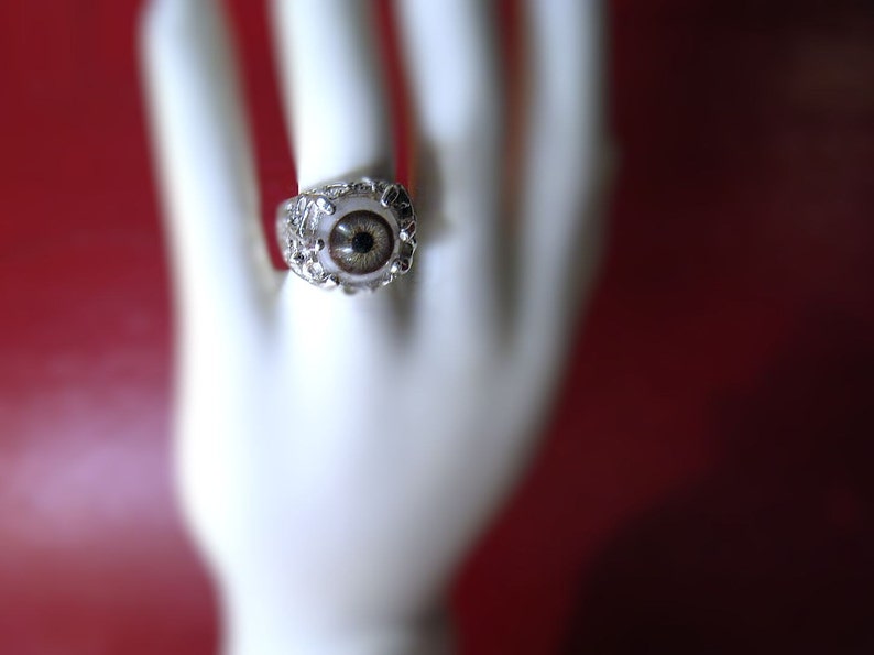 Unisex Monster Inside Hazel Eye Ring Sterling Silver Handmade - Etsy