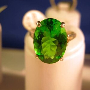 Genuine Oval Green Helenite Sterling Silver Ring Handmade Size 4 5 6 7 ...