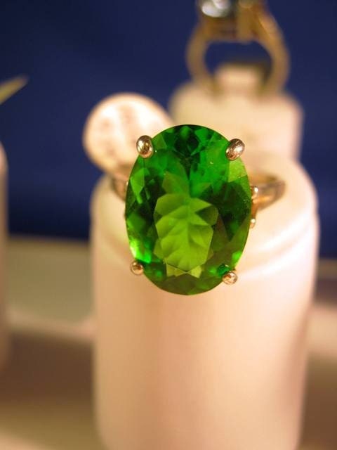 Genuine Oval Green Helenite Sterling Silver Ring handmade size 4 5 6 7 ...