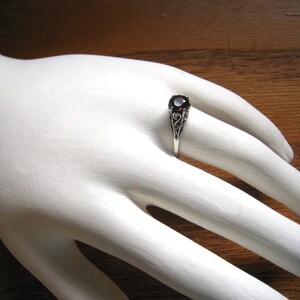 Earth Mined Red Cinnamon Zircon Gemstone Ring Filigree Sterling Silver ...