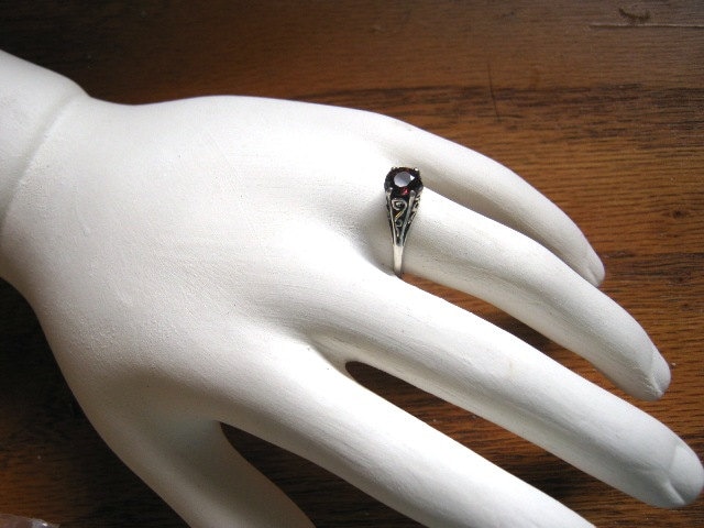 Earth Mined Red Cinnamon Zircon Gemstone Ring Filigree | Etsy