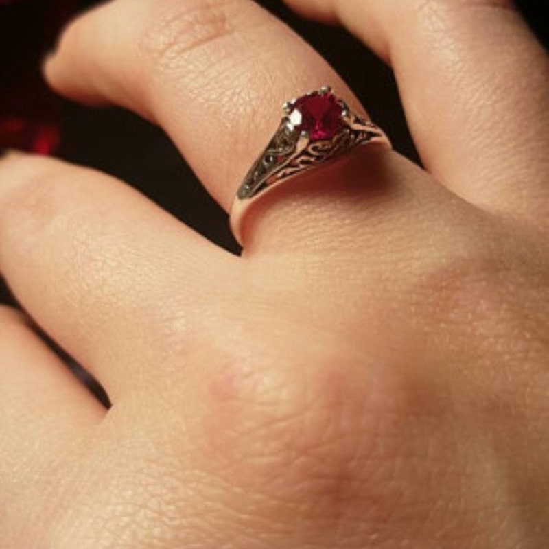 Ruby Filigree Ring - Etsy