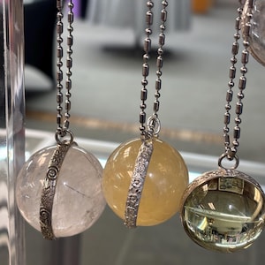 Large Quartz Crystal Ball Sphere W/ Rainbow Pendant Sterling Silver ...