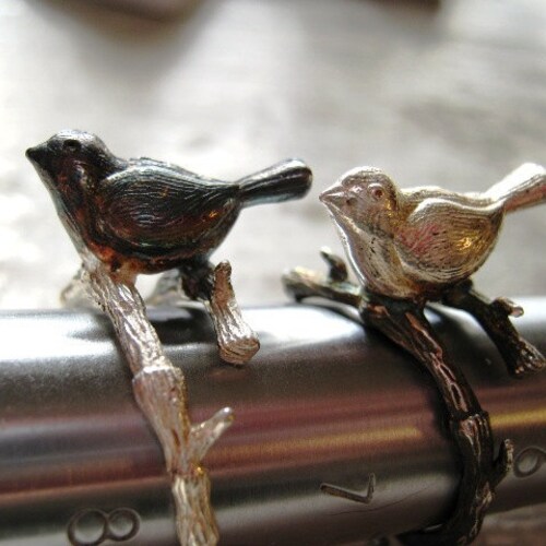 Sterling Silver Birdie Branch Ring Handmade Crow Blackbird - Etsy