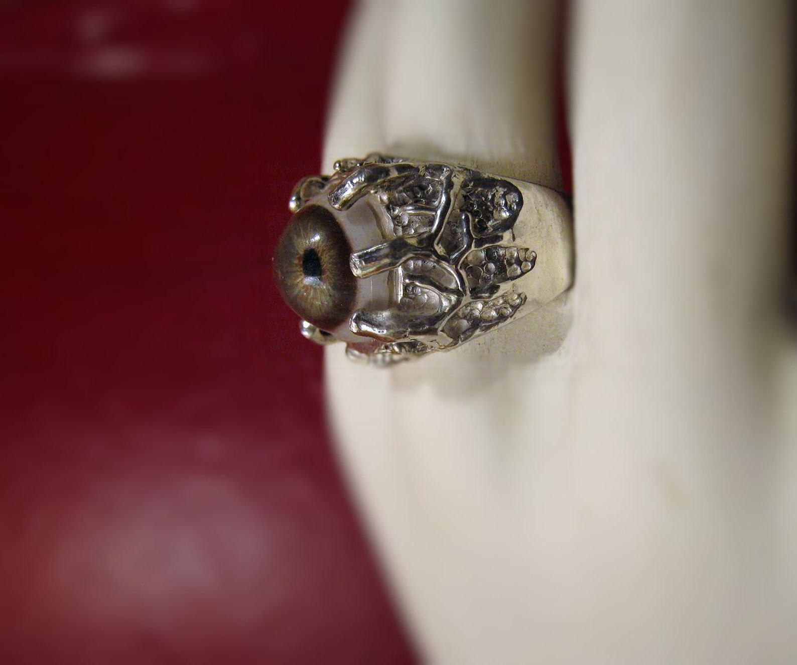 Unisex Monster Inside Hazel Eye Ring Sterling Silver Handmade - Etsy