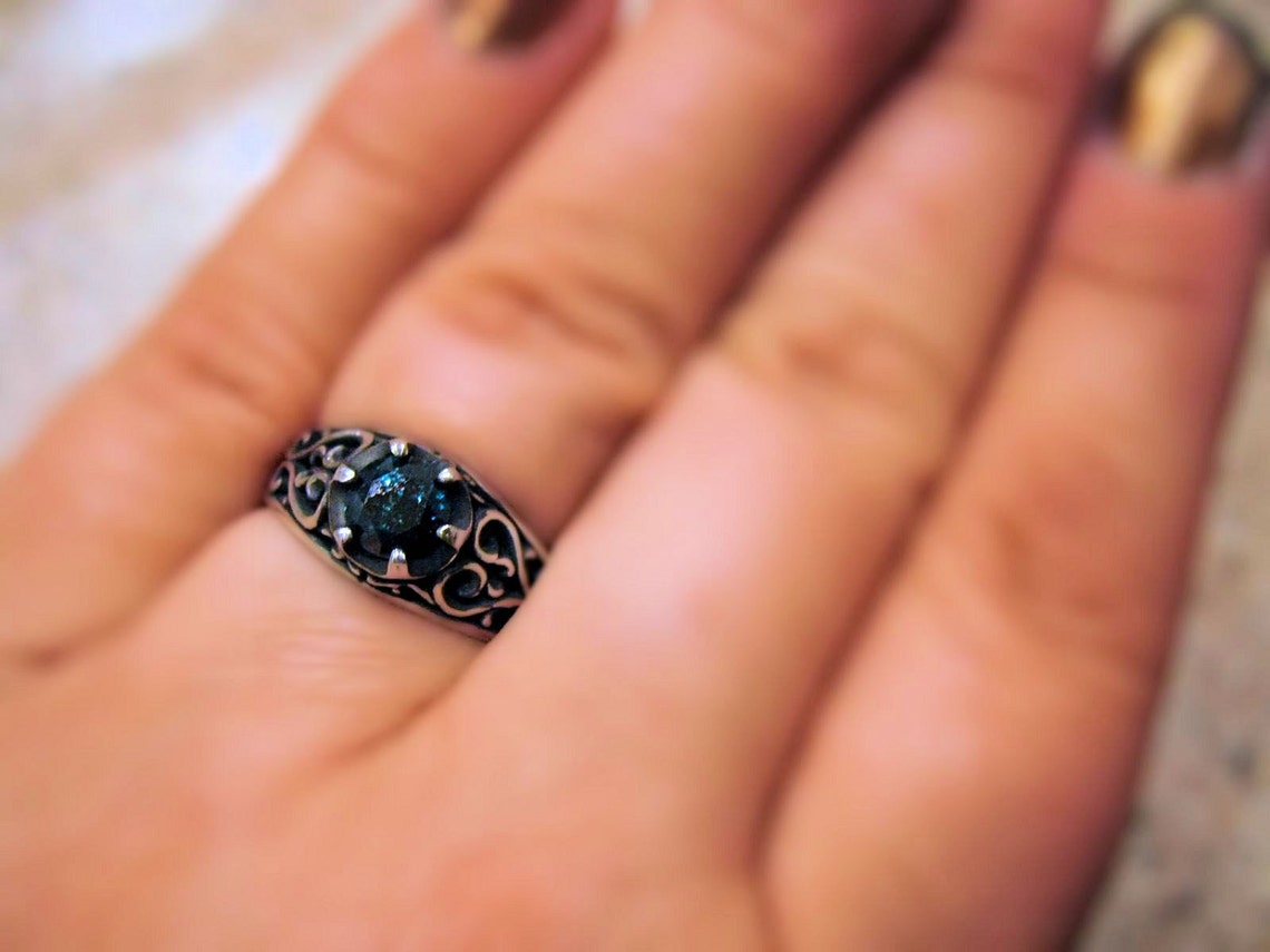 Deep Blue Diamond .80ct Round Brilliant Fancy Color Unisex - Etsy