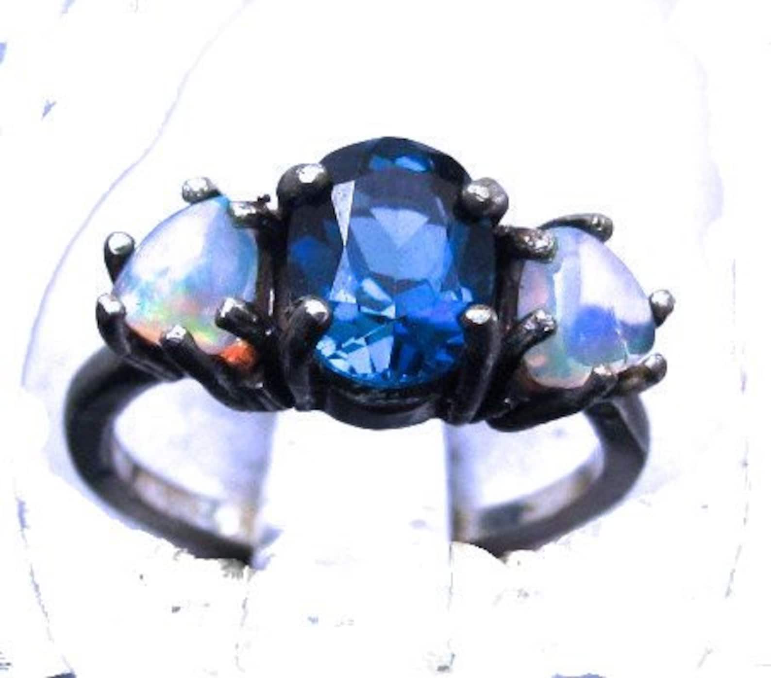 Three Stone Custom Gemstone Ring Sterling Silver Handmade Fine - Etsy