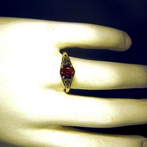 Earth Mined Red Cinnamon Zircon Gemstone Ring Filigree Sterling Silver ...