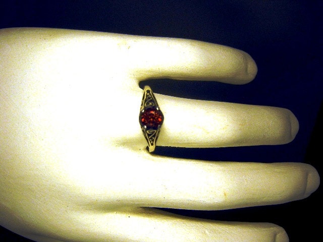 Earth Mined Red Cinnamon Zircon Gemstone Ring Filigree | Etsy