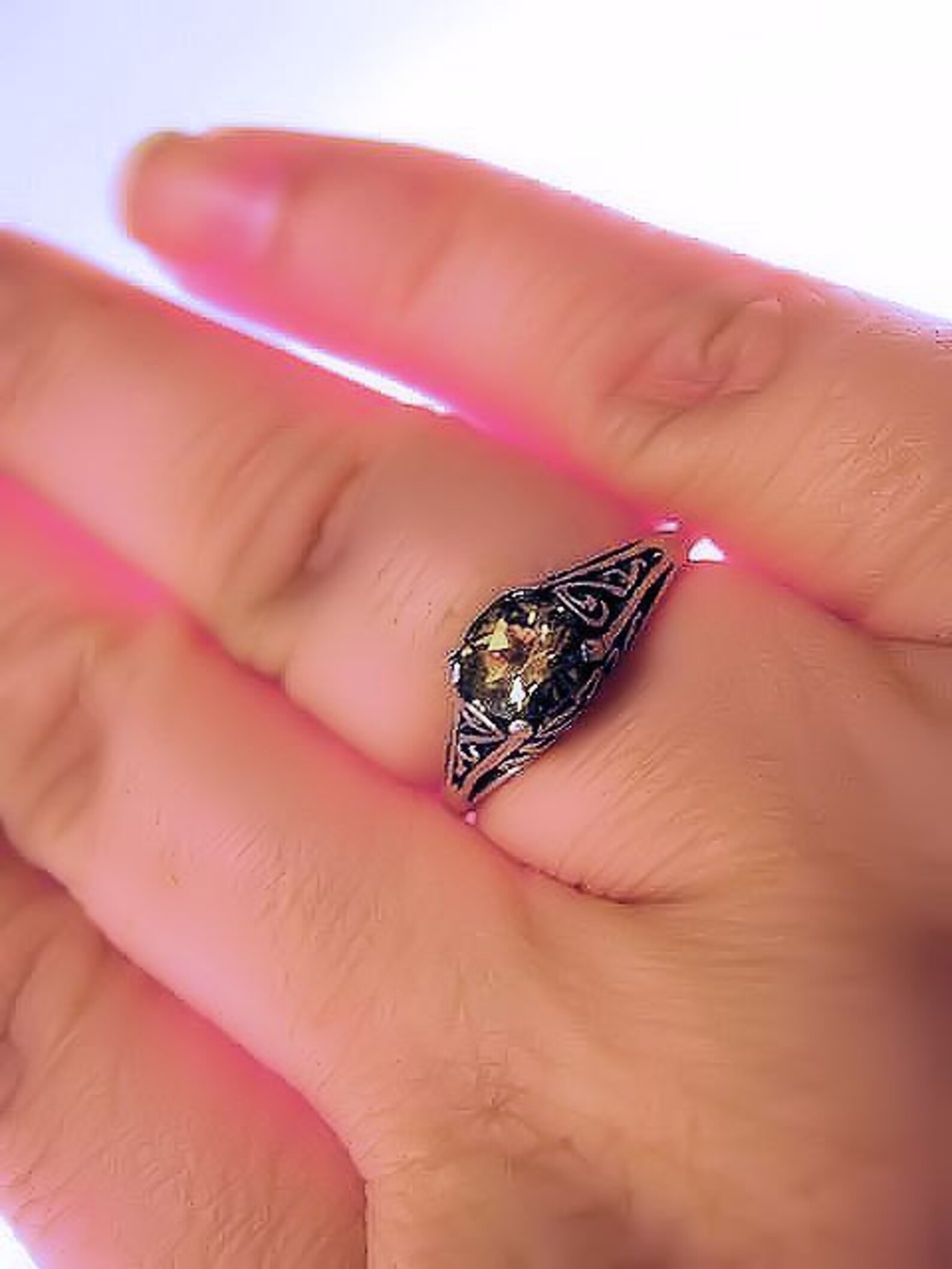 Birthstone Sterling Silver Filigree Ring Handmade Purple - Etsy