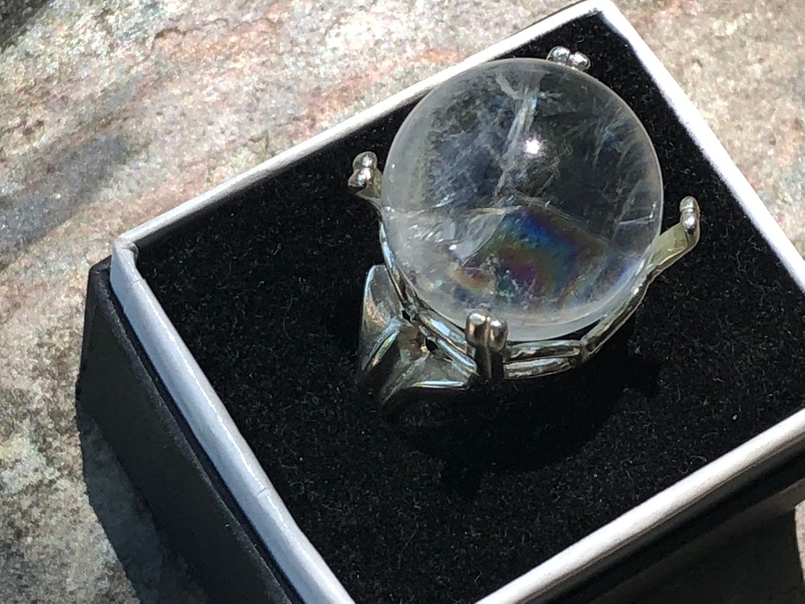 Unusual Large Spherical Quartz Ring Sterling Silver Rainbow - Etsy