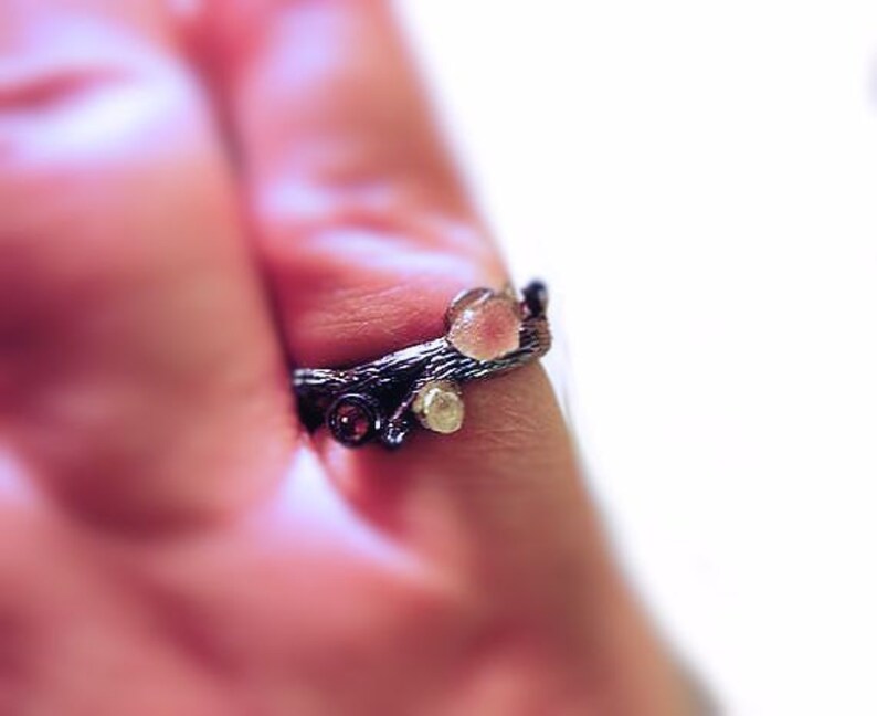 Unique Gemstone Ring Sterling Silver Twig 1 2 3 or 4 Gem - Etsy