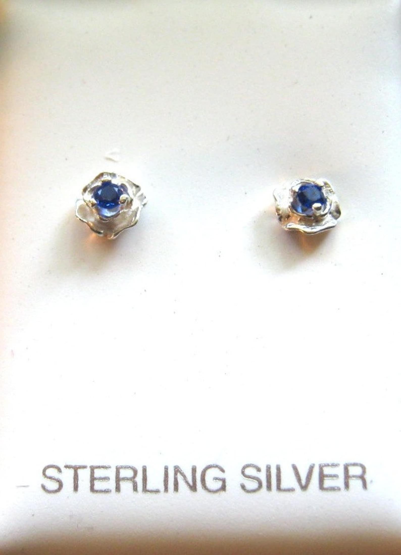 Sterling Silver Rose Stud Earrings Gemstone Handmade White Opal Blue ...