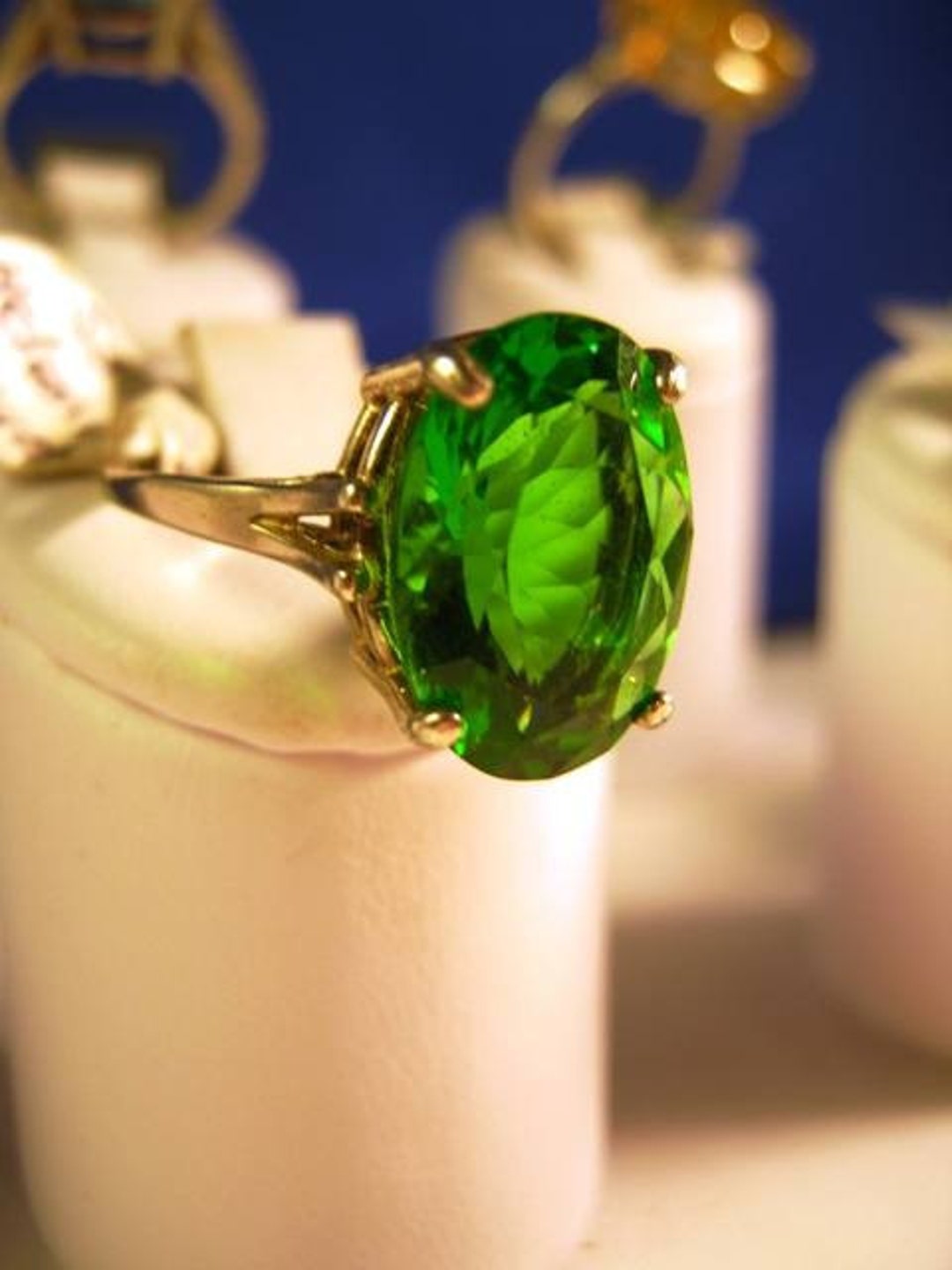 Genuine Oval Green Helenite Sterling Silver Ring Handmade Size 4 5 6 7 ...