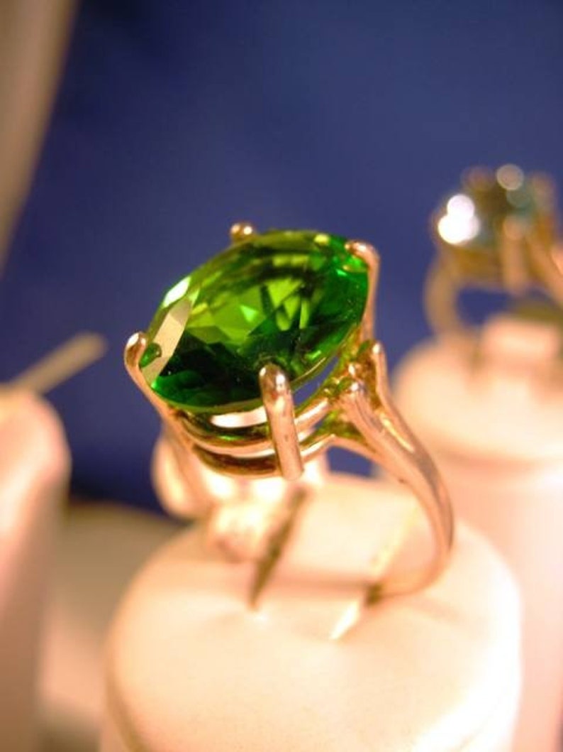 Genuine Oval Green Helenite Sterling Silver Ring handmade size | Etsy