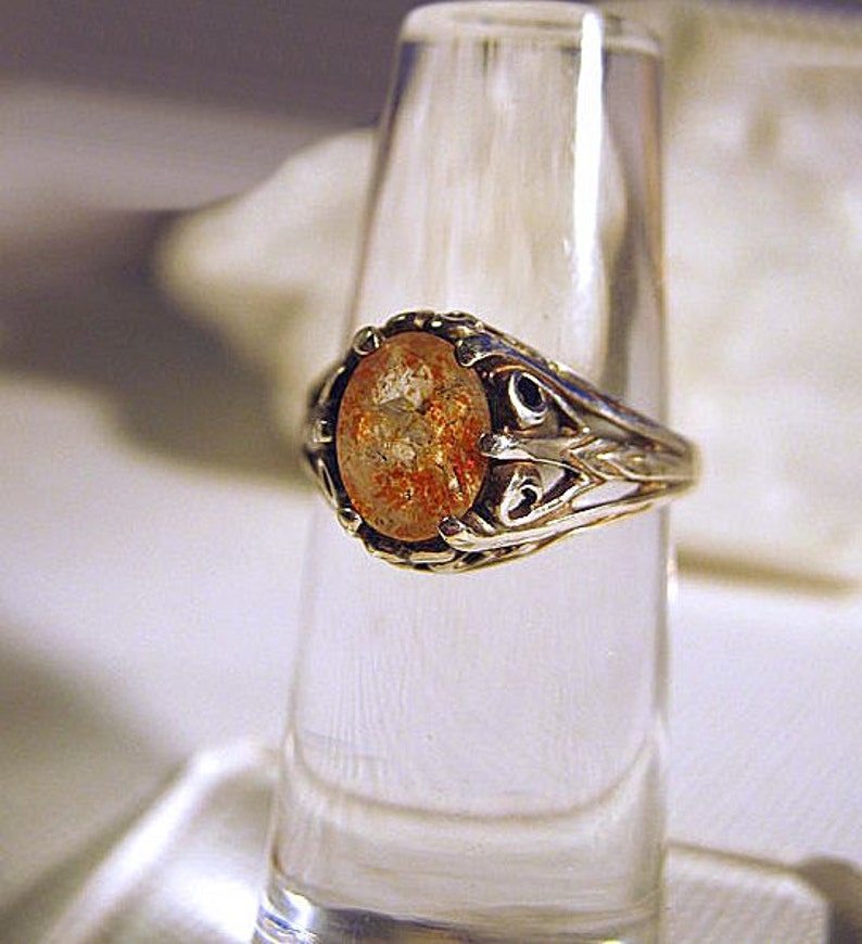 Sunstone Labradorite Ring in Sterling Silver Firey Orange Flecks of ...