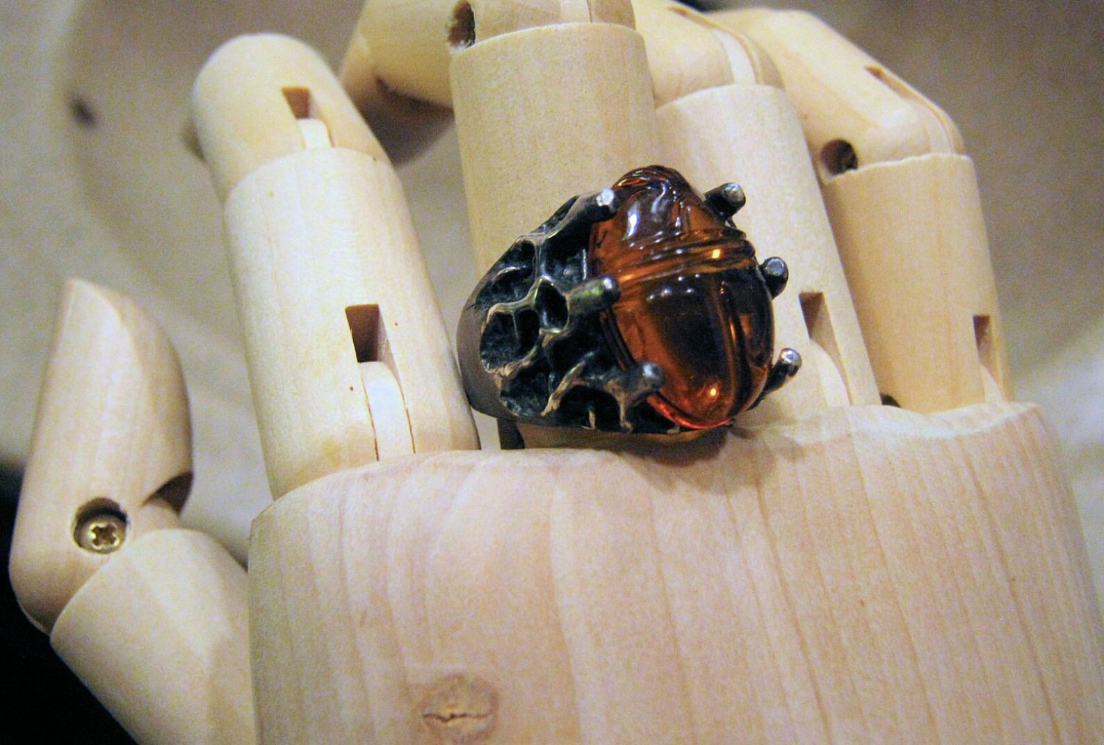 Mummy's Curse Ring Large Genuine Amber Carved Scarab - Etsy