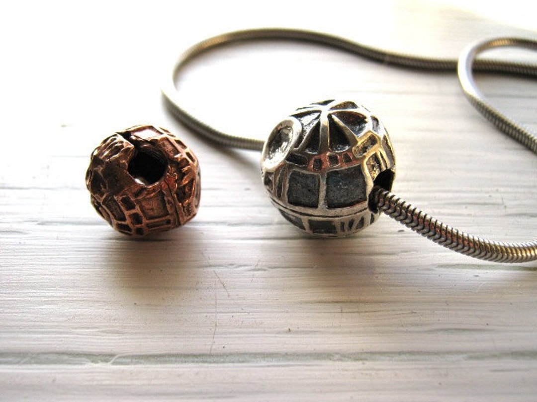 Hand Formed Death Star in Fine Silver/ Free Silver Tone Omega Neck Wire ...