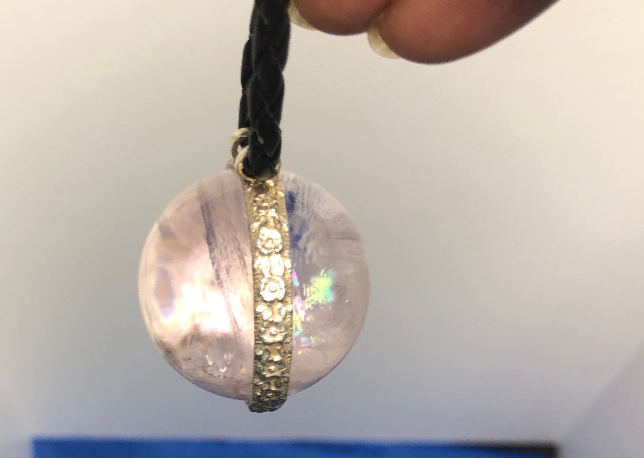 35mm Large Quartz Crystal Ball Sphere w/ rainbow Pendant Sterling ...