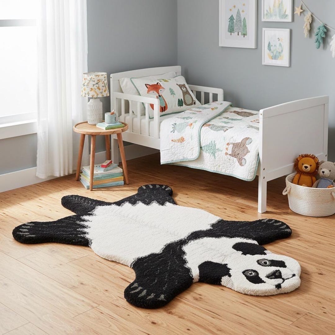 Hand Tufted Wool Panda Rug – Kids Nursery, Modern Animal Rug - Etsy
