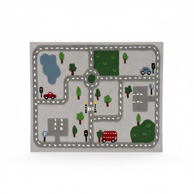 Hand-tufted Wool Kids Rug: City Road Map Design - Etsy